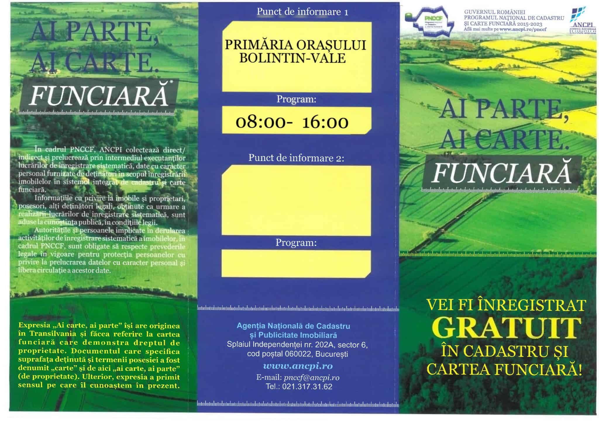 Anunț privind Programul Național de Cadastru și Carte Funciară ...